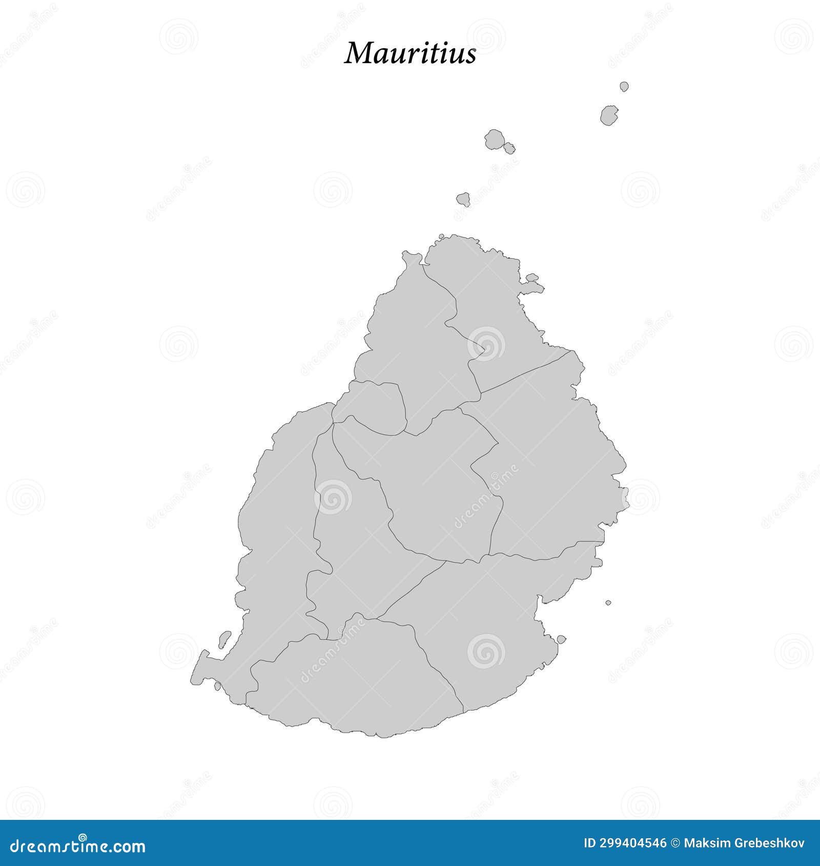 Simple Flat Map of Mauritius with Borders Stock Illustration ...