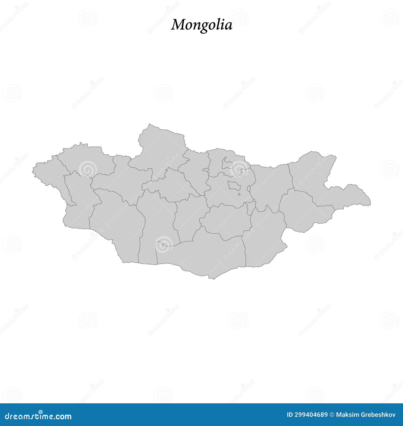 Simple Flat Map of Mongolia with Borders Stock Vector - Illustration of ...
