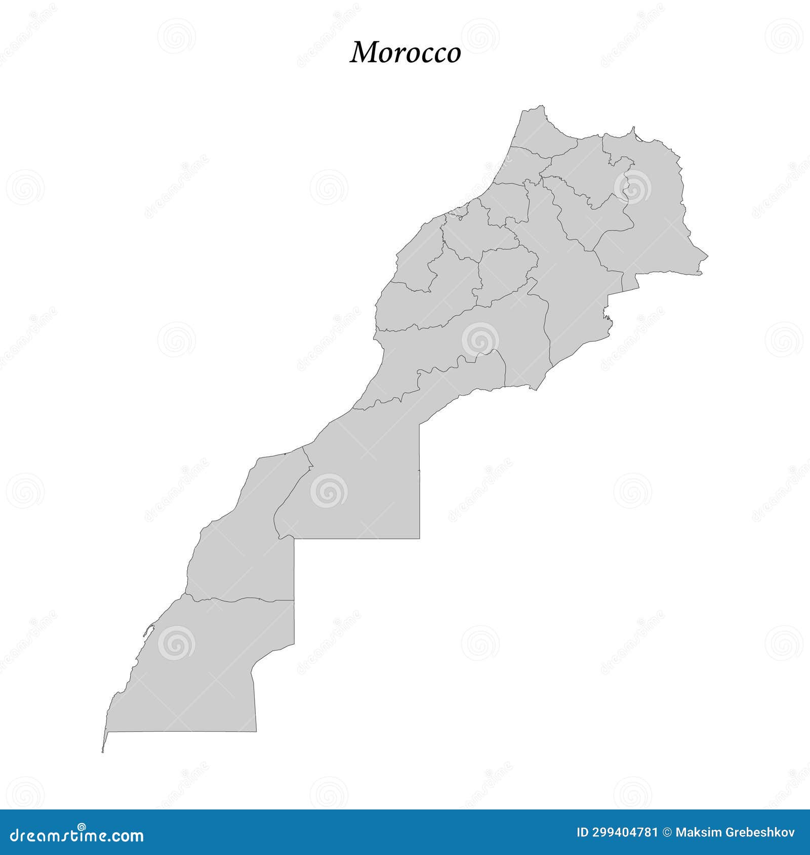 Simple Flat Map of Morocco with Borders Stock Vector - Illustration of ...
