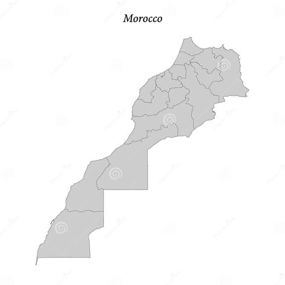 Simple Flat Map of Morocco with Borders Stock Vector - Illustration of ...