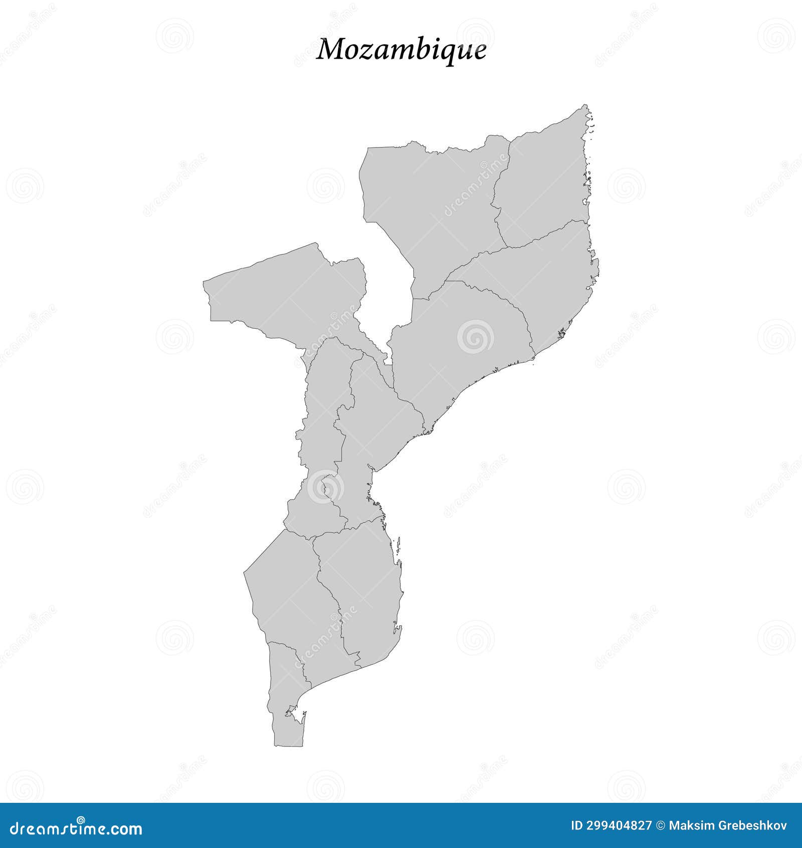 Simple Flat Map of Mozambique with Borders Stock Illustration ...