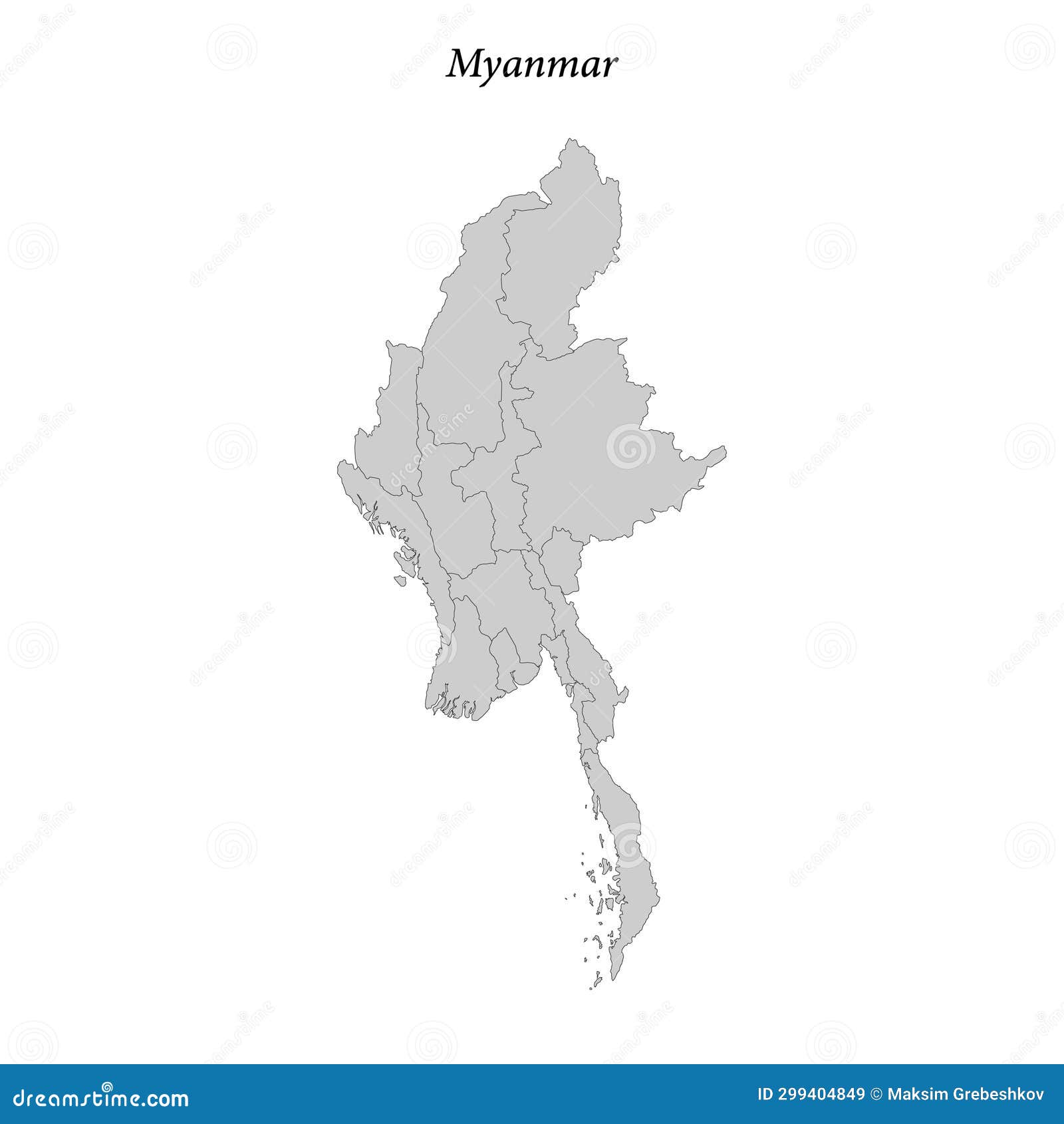 Simple Flat Map of Myanmar with Borders Stock Illustration ...