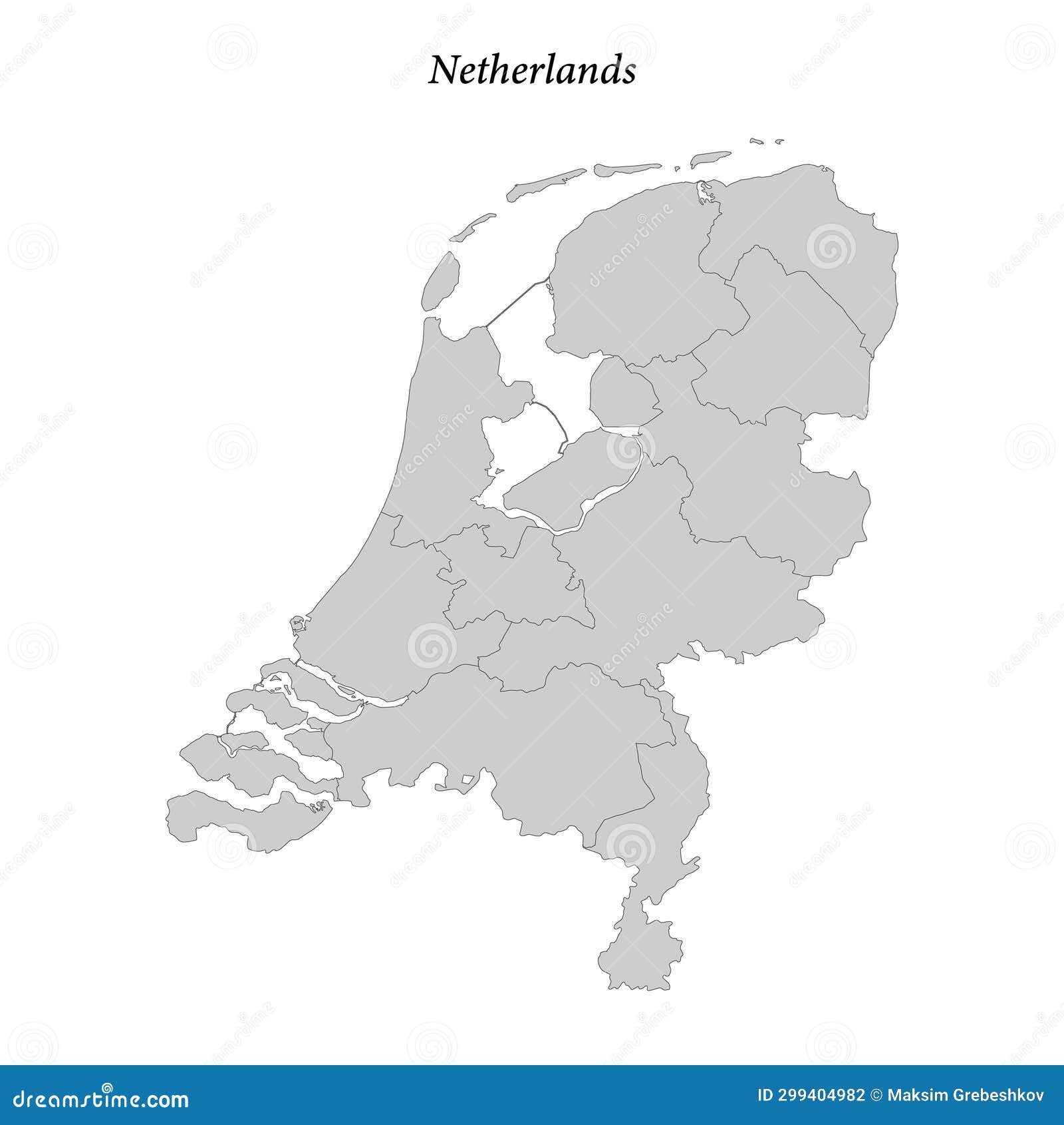 Simple Flat Map of Netherlands with Borders Stock Illustration ...