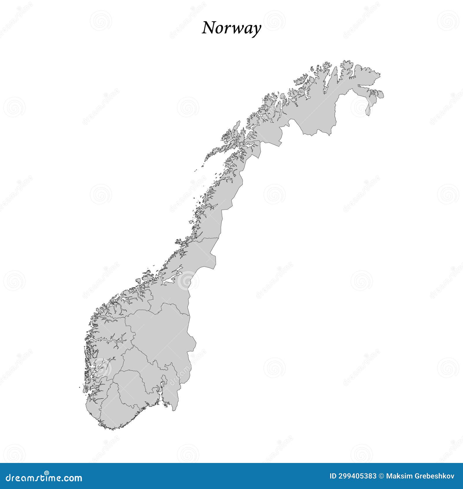 Simple Flat Map of Norway with Borders Stock Illustration ...