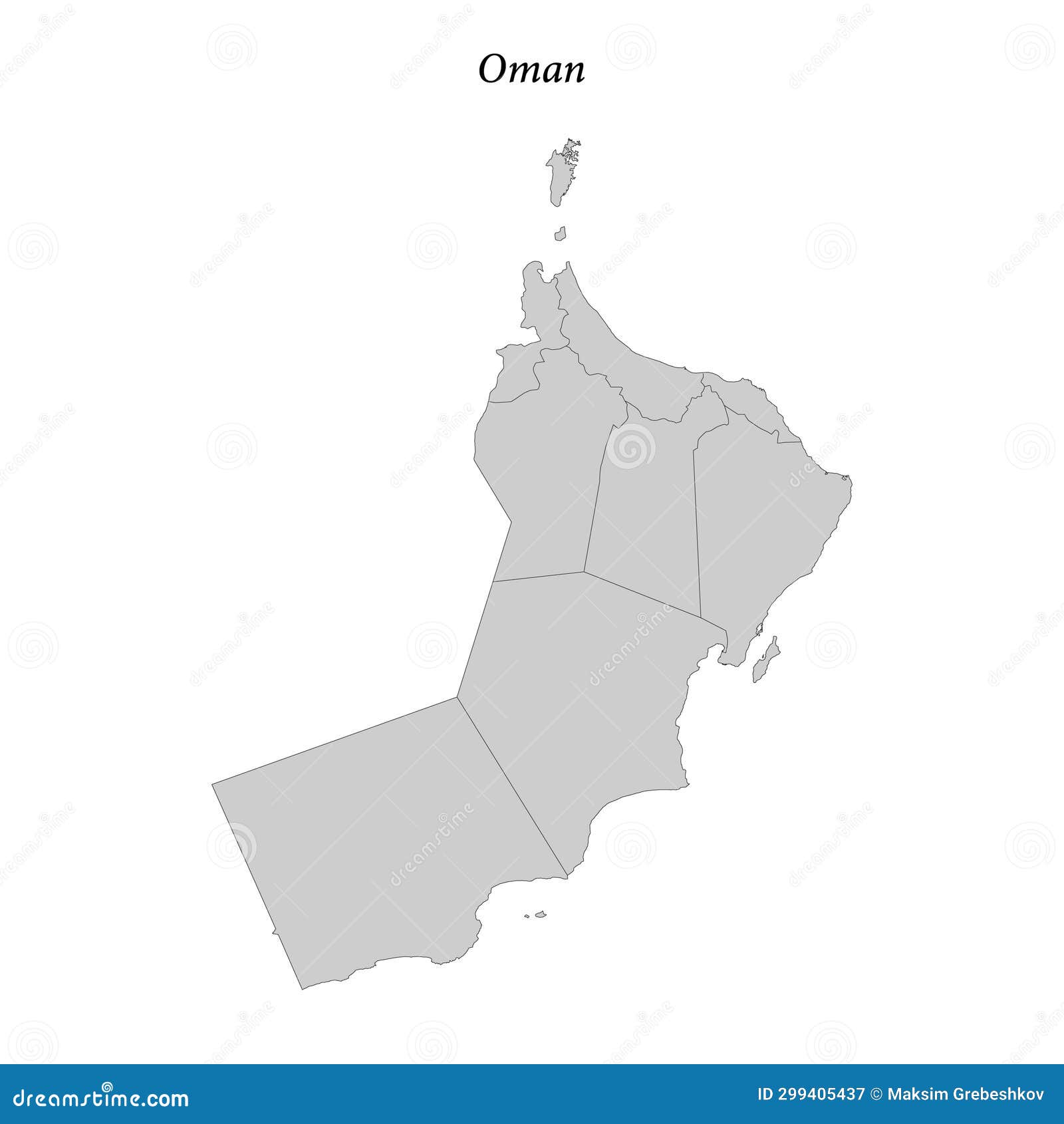 Simple Flat Map of Oman with Borders Stock Vector - Illustration of ...