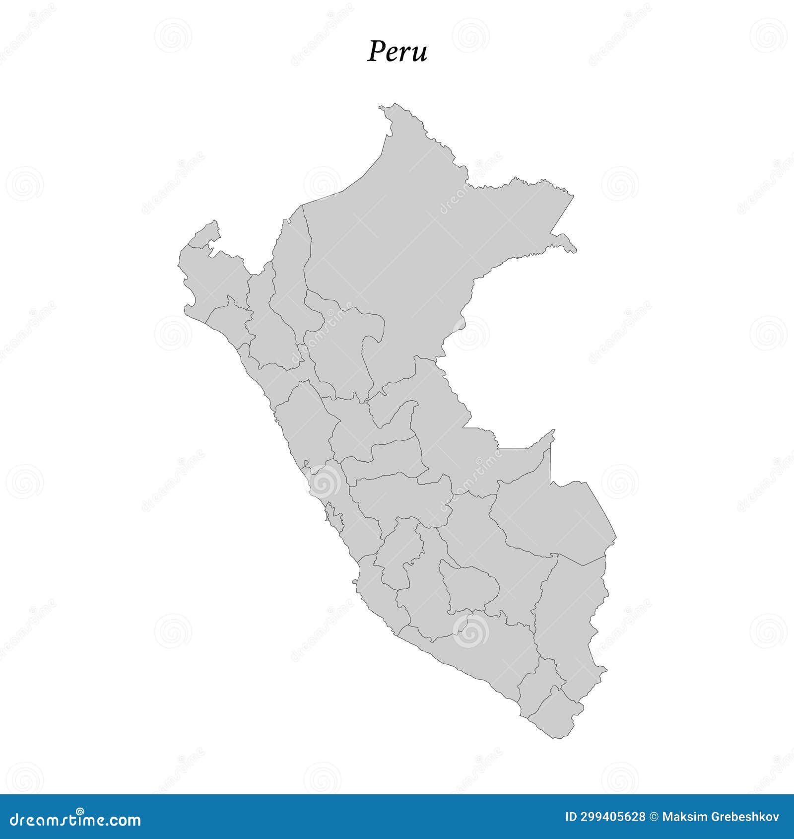 Simple Flat Map of Peru with Borders Stock Illustration - Illustration ...