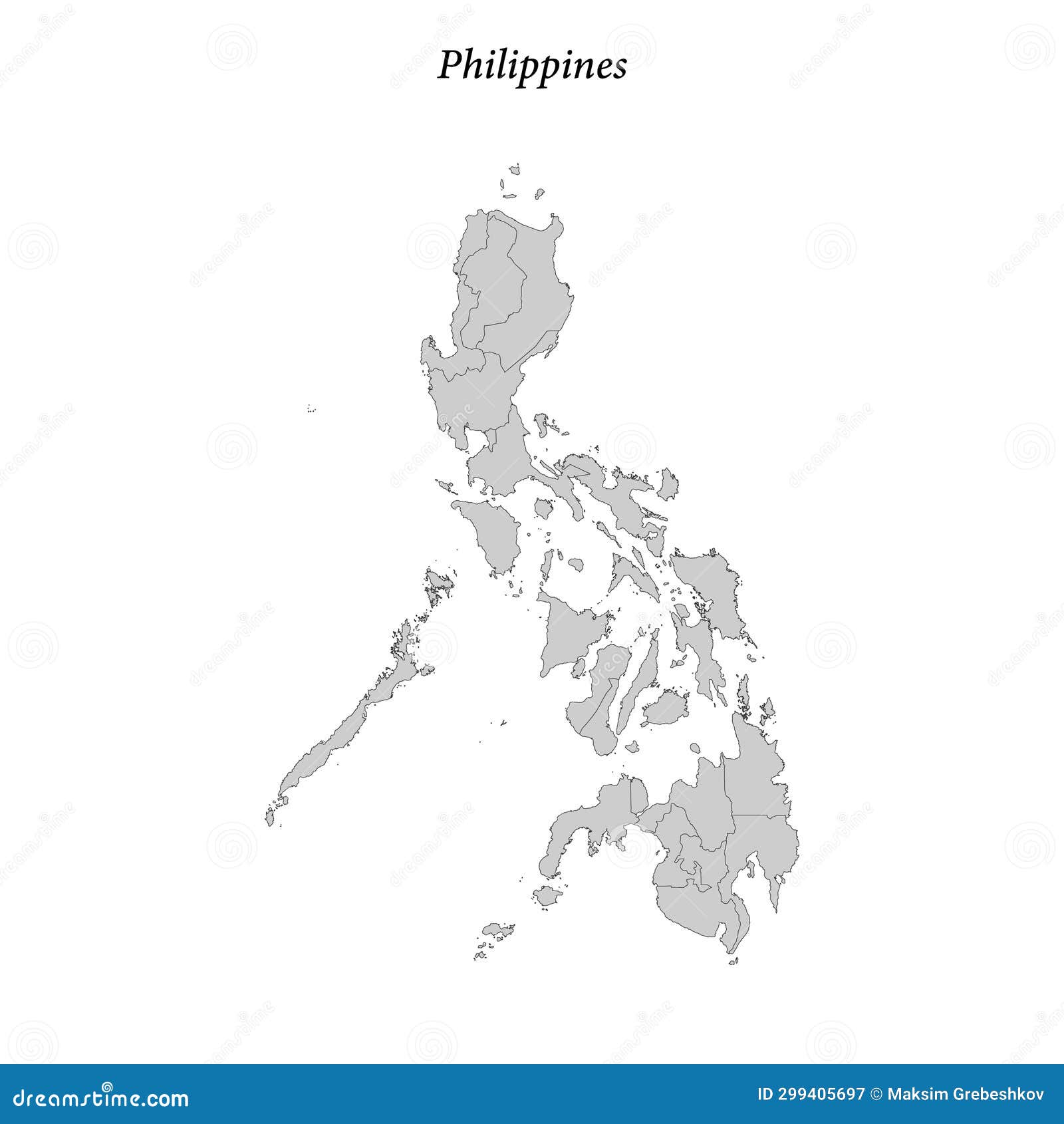 Simple Flat Map of Philippines with Borders Stock Illustration ...