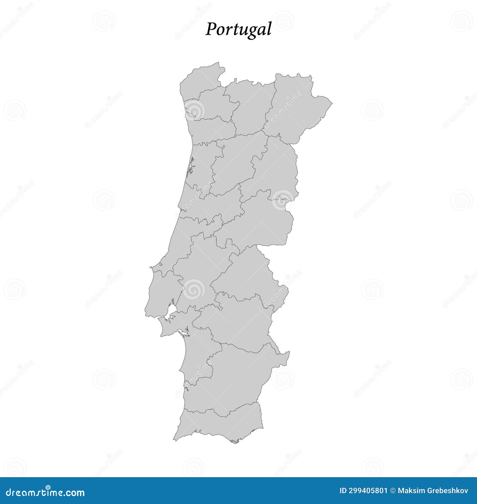Simple Flat Map of Portugal with Borders Stock Illustration ...
