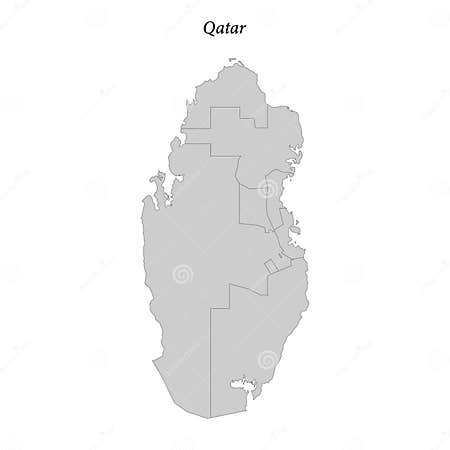 Simple Flat Map of Qatar with Borders Stock Illustration - Illustration ...