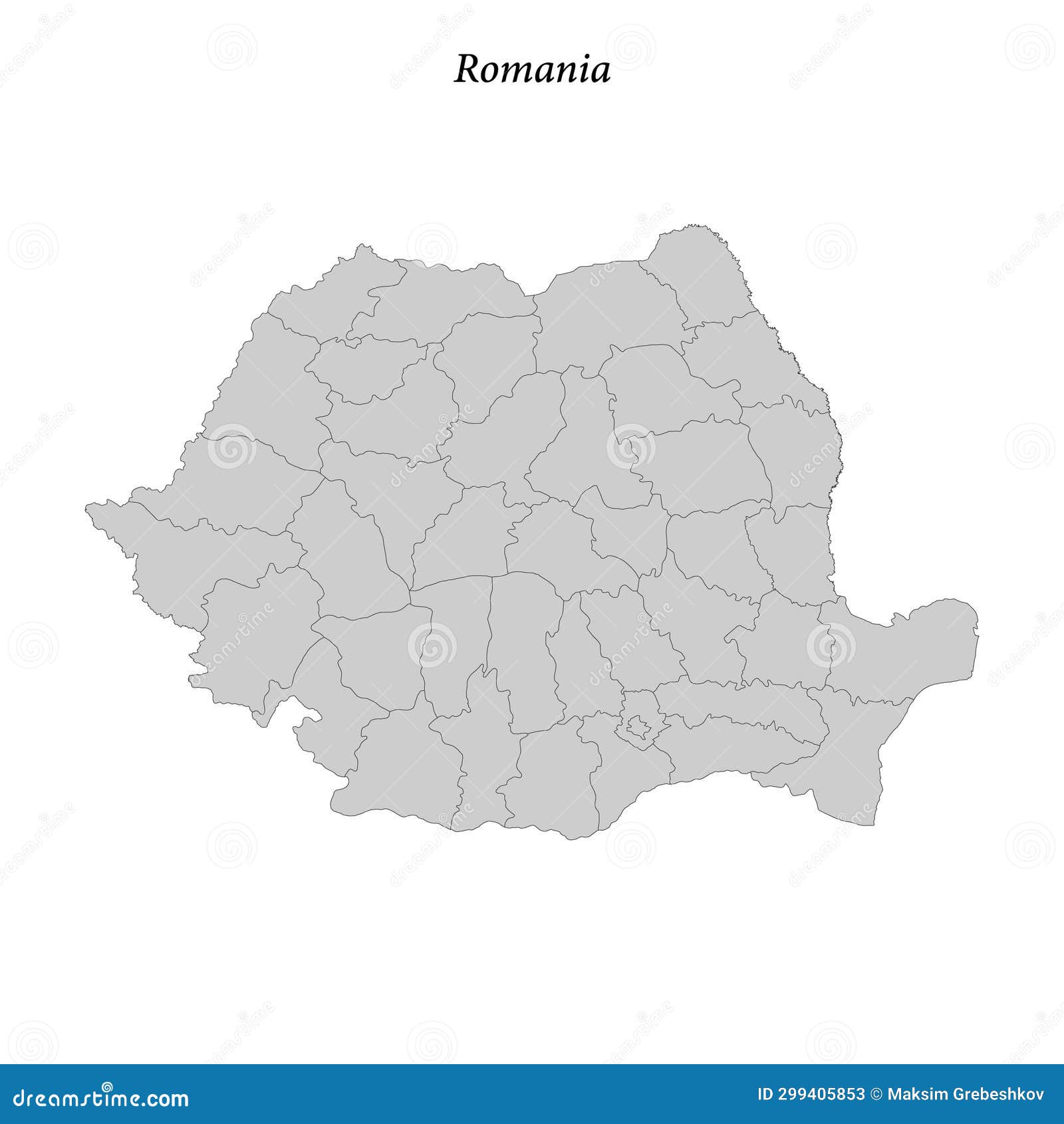 Simple Flat Map of Romania with Borders Stock Vector - Illustration of ...
