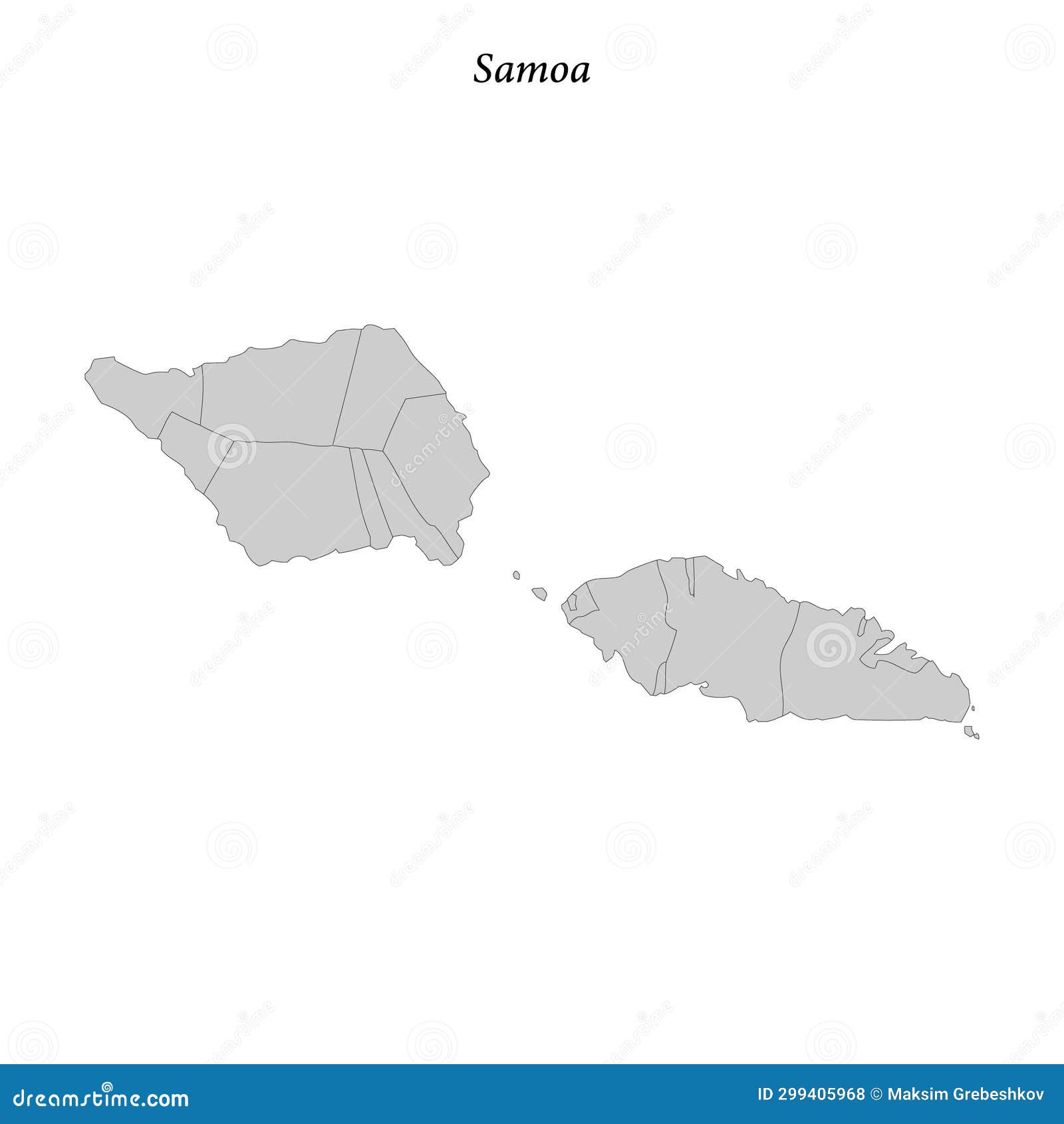 Simple Flat Map of Samoa with Borders Stock Vector - Illustration of ...