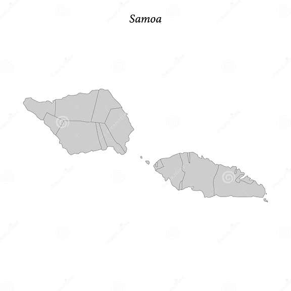 Simple Flat Map of Samoa with Borders Stock Vector - Illustration of ...