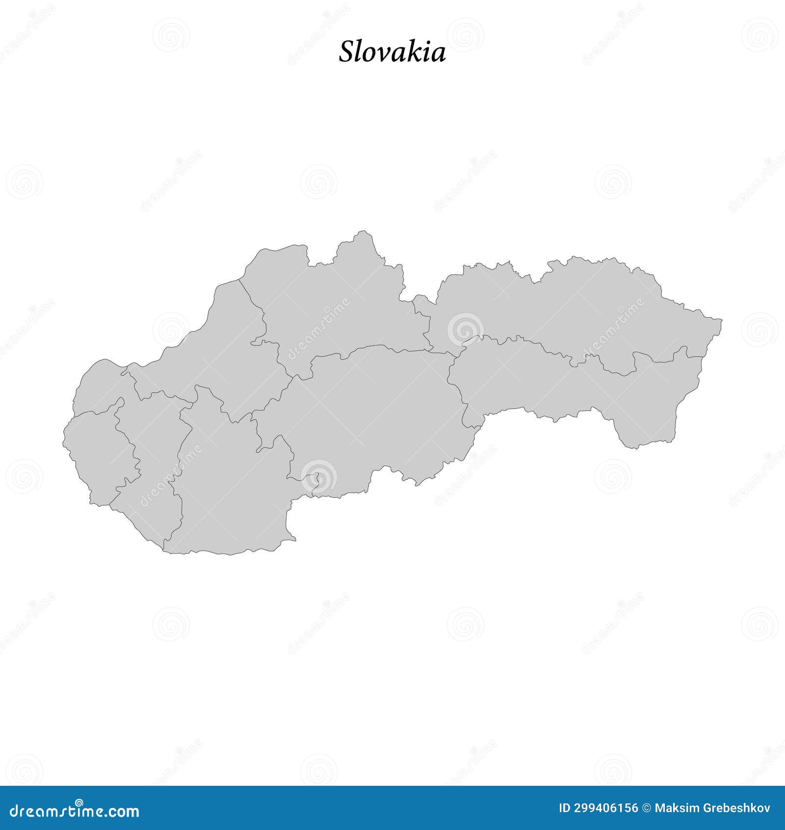 Simple Flat Map of Slovakia with Borders Stock Vector - Illustration of ...