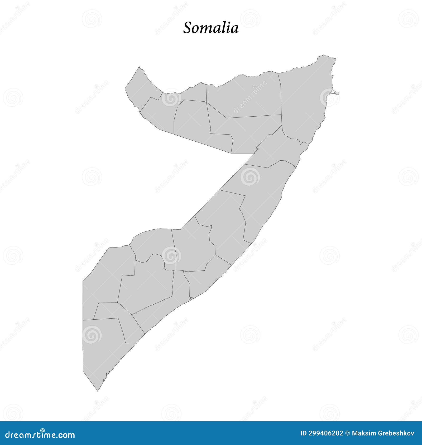 Simple Flat Map of Somalia with Borders Stock Illustration ...