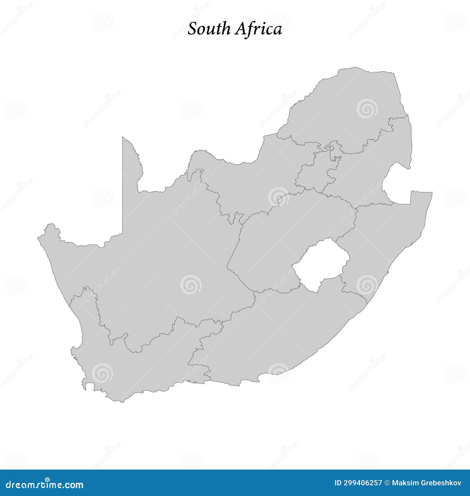 Simple Flat Map of South Africa with Borders Stock Illustration ...