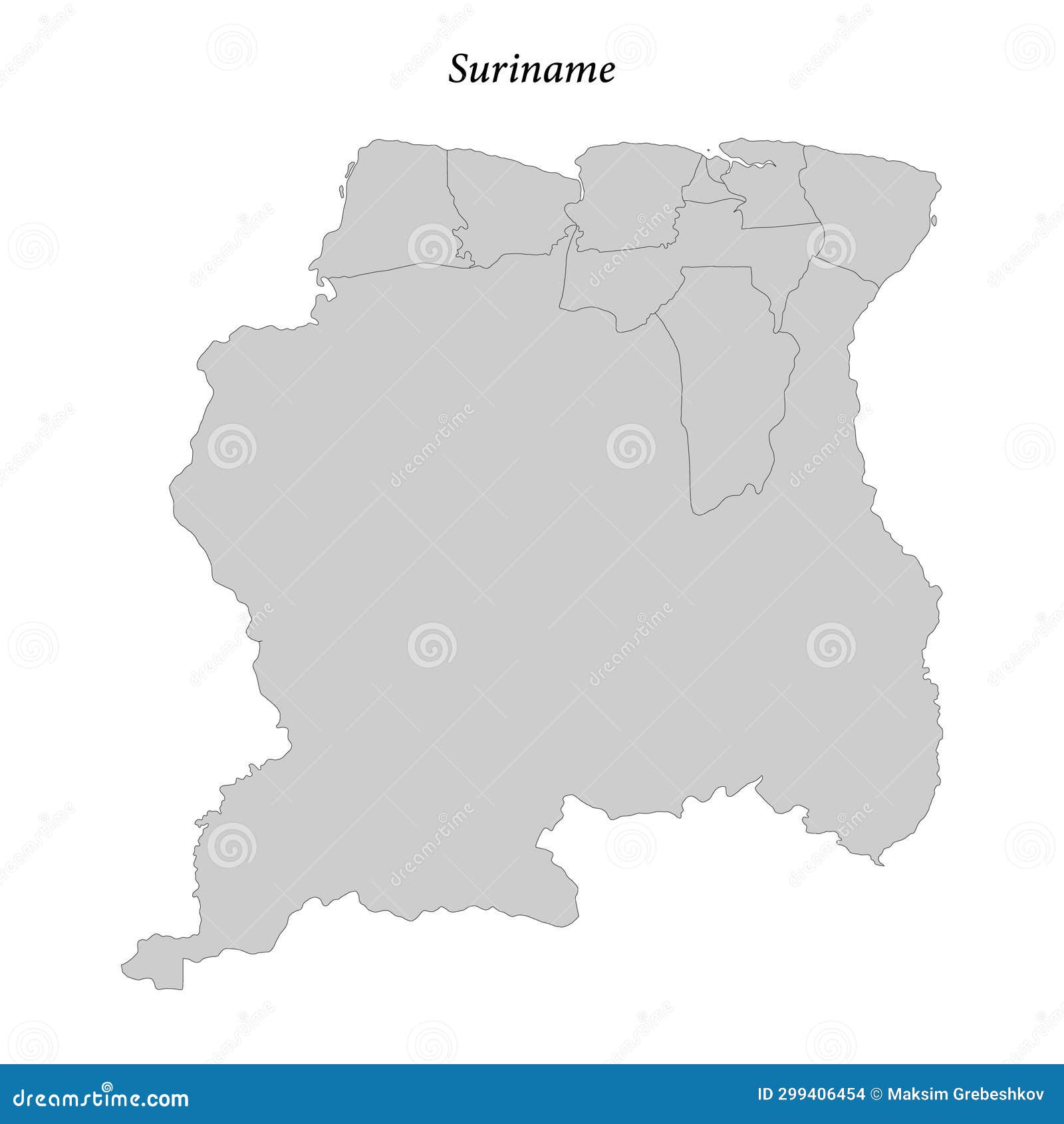 Simple Flat Map of Suriname with Borders Stock Illustration ...