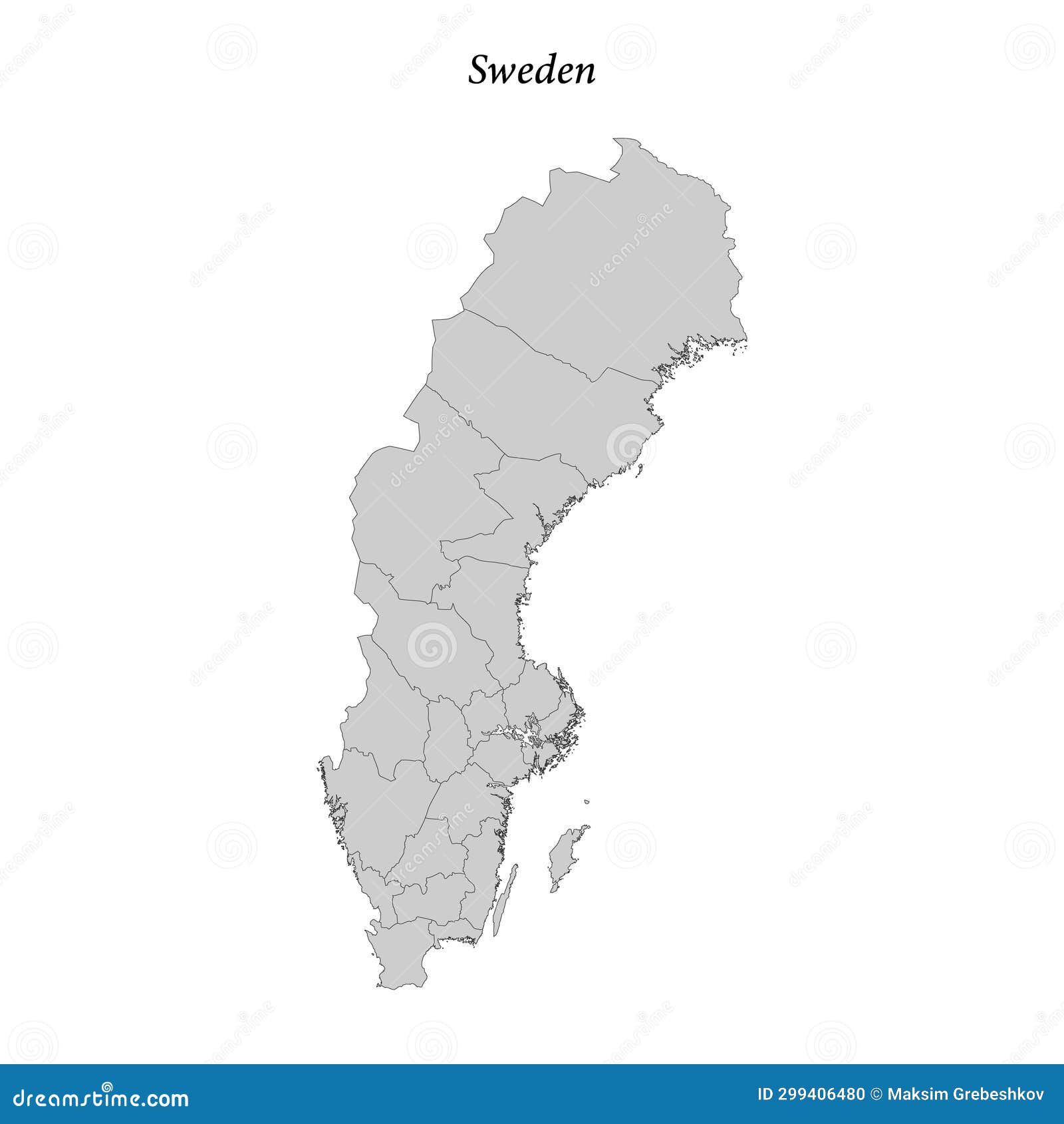 Simple Flat Map of Sweden with Borders Stock Vector - Illustration of ...