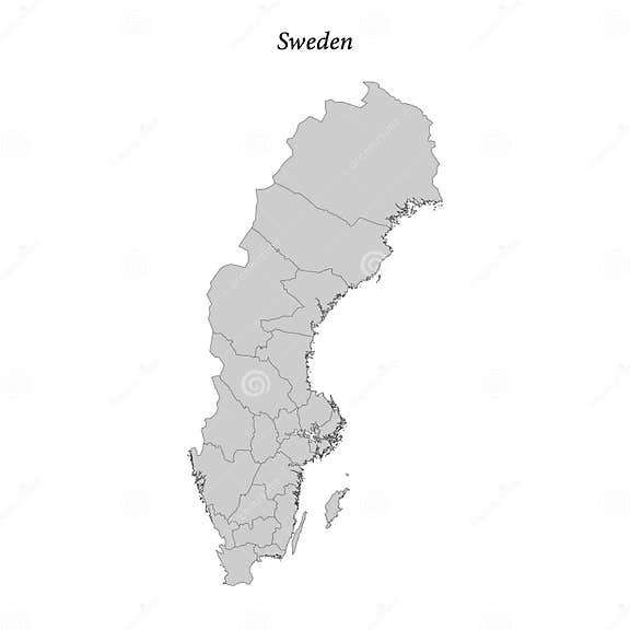 Simple Flat Map of Sweden with Borders Stock Illustration ...