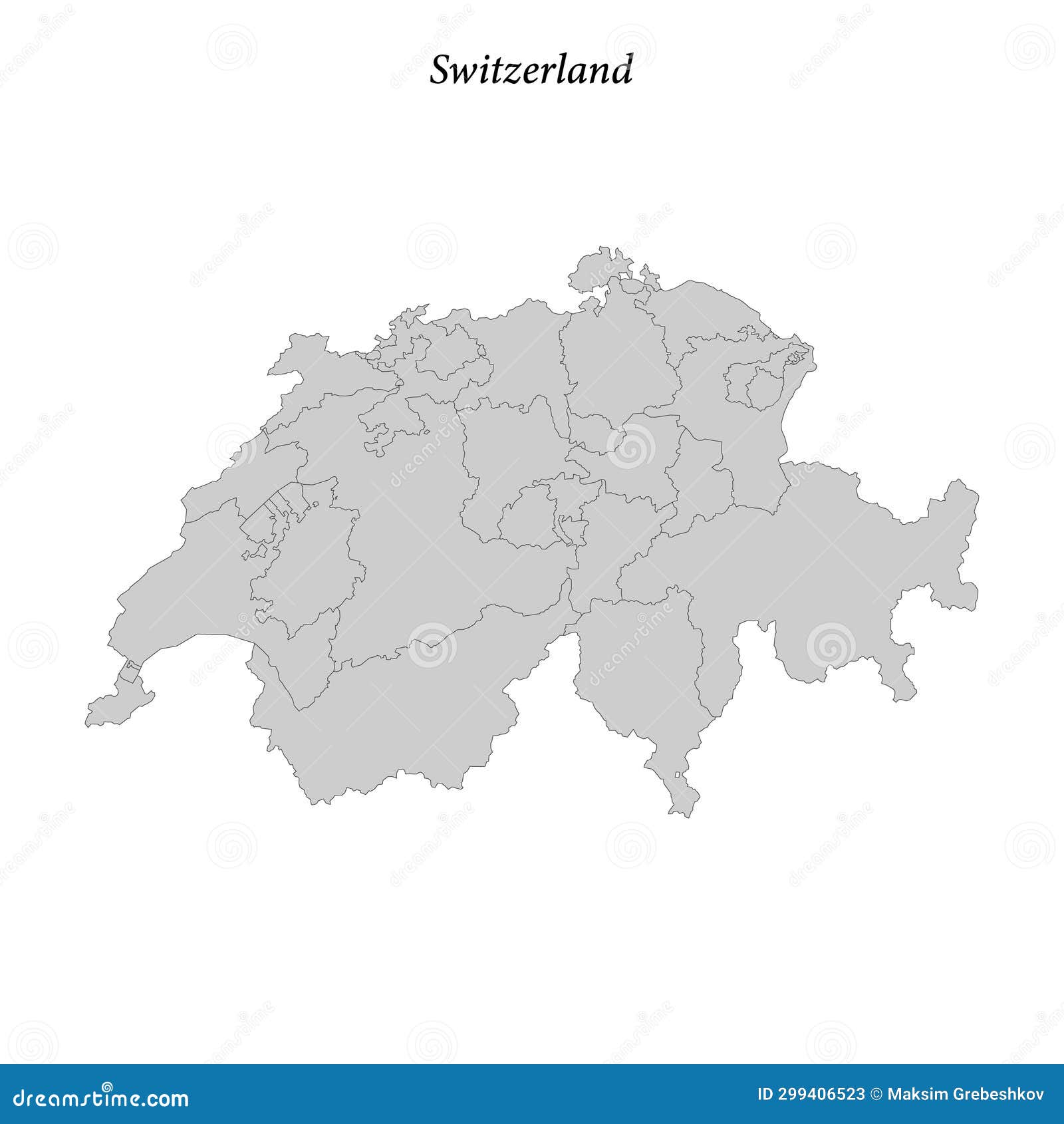 Simple Flat Map of Switzerland with Borders Stock Illustration ...