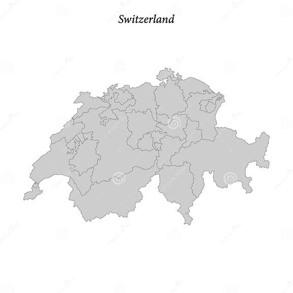 Simple Flat Map of Switzerland with Borders Stock Illustration ...