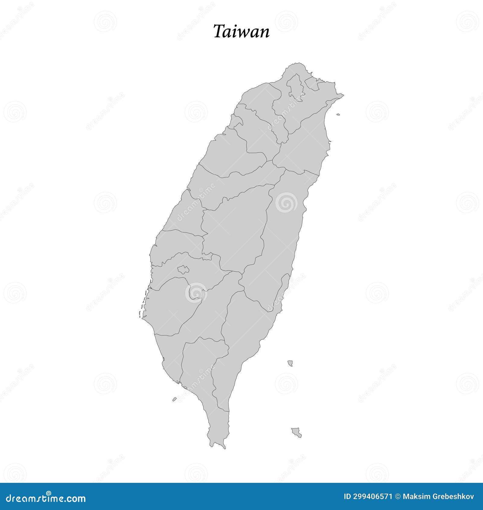 Simple Flat Map of Taiwan with Borders Stock Illustration ...