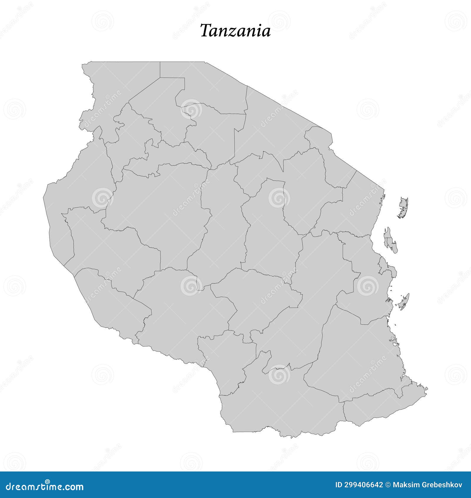 Simple Flat Map of Tanzania with Borders Stock Illustration ...
