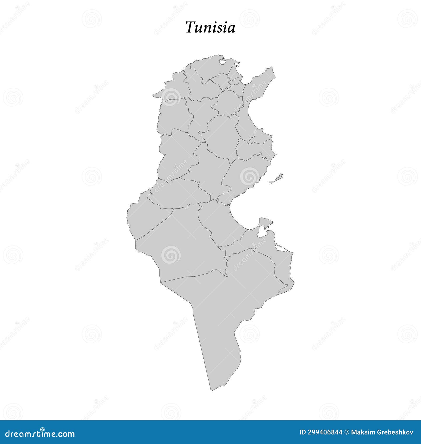 Simple Flat Map of Tunisia with Borders Stock Illustration - Illustration of country, simple ...