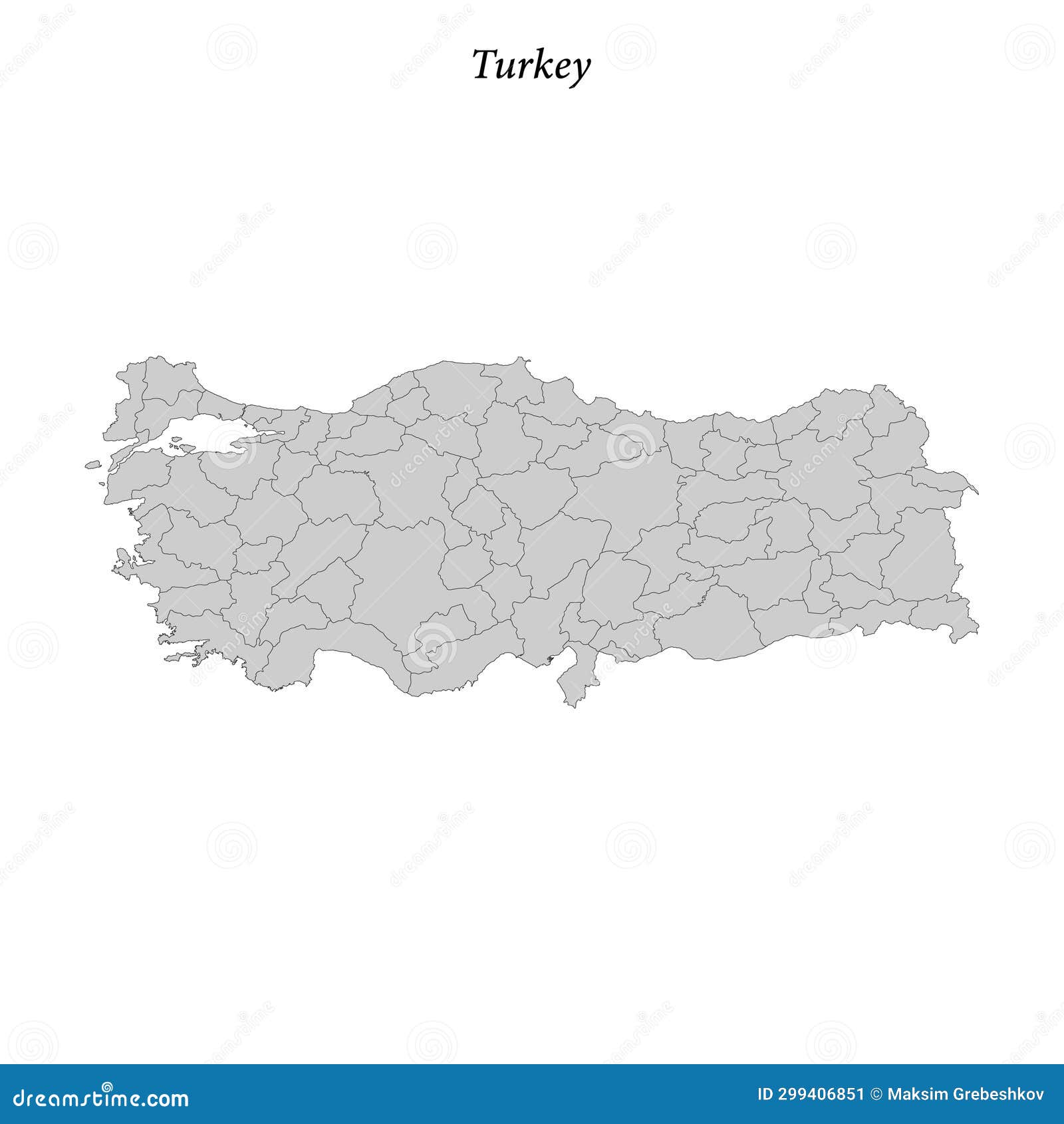 Simple Flat Map of Turkey with Borders Stock Illustration ...