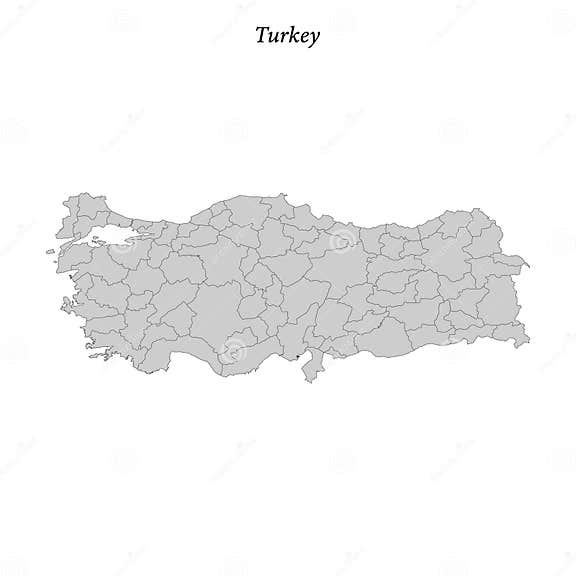 Simple Flat Map of Turkey with Borders Stock Illustration ...