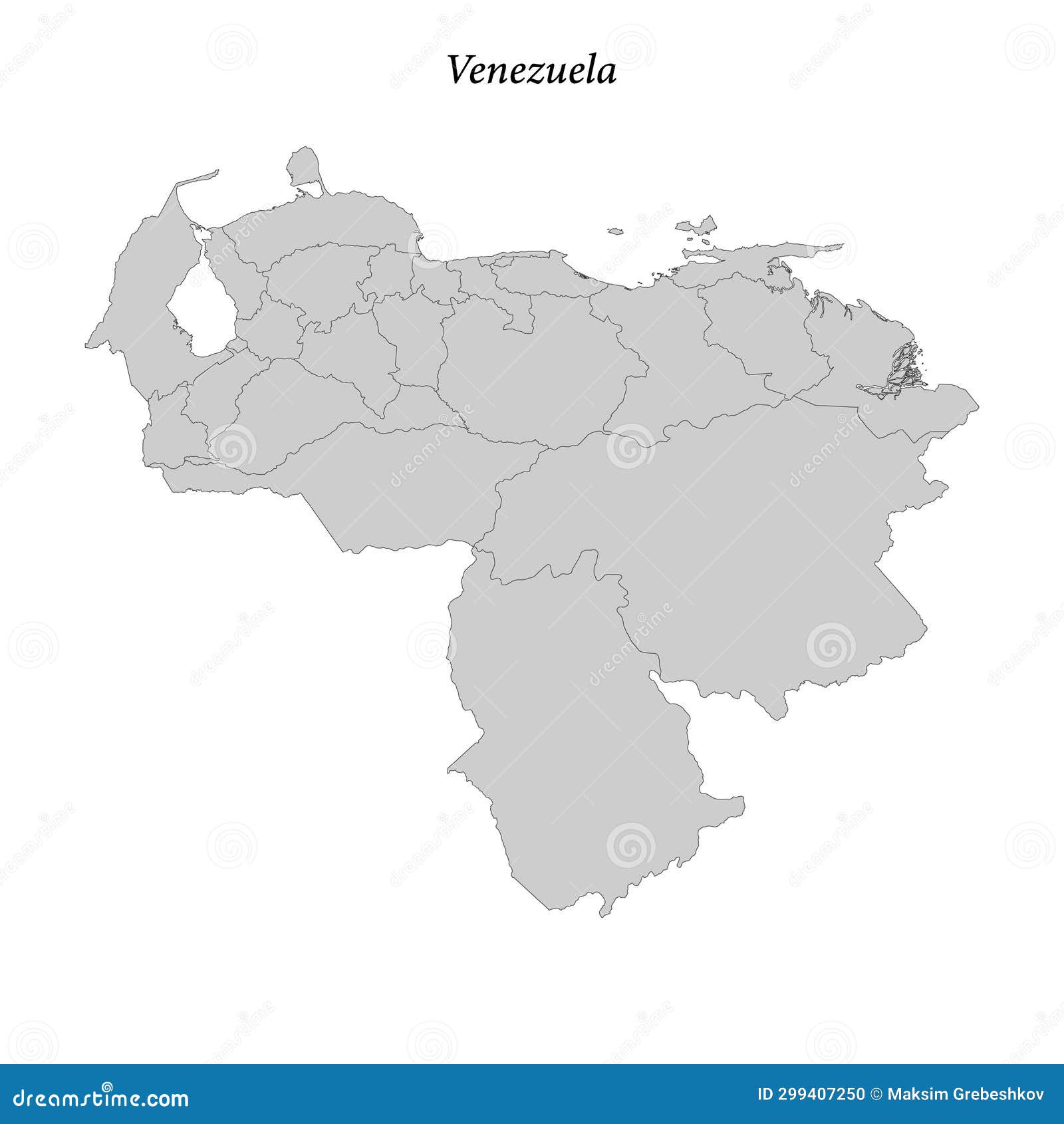 Simple Flat Map of Venezuela with Borders Stock Illustration ...