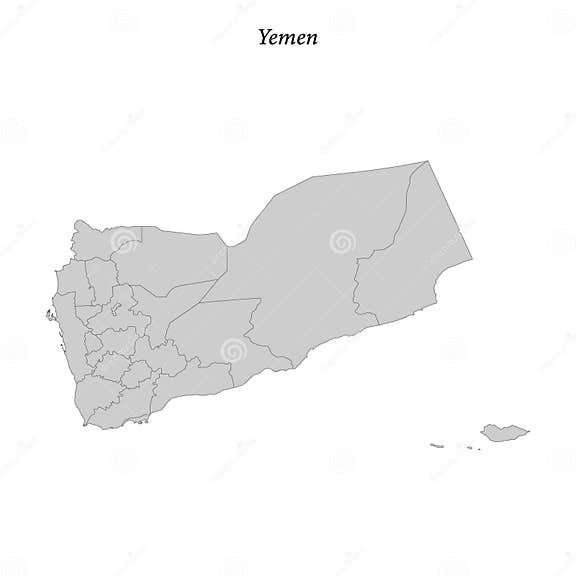 Simple Flat Map of Yemen with Borders Stock Illustration - Illustration ...
