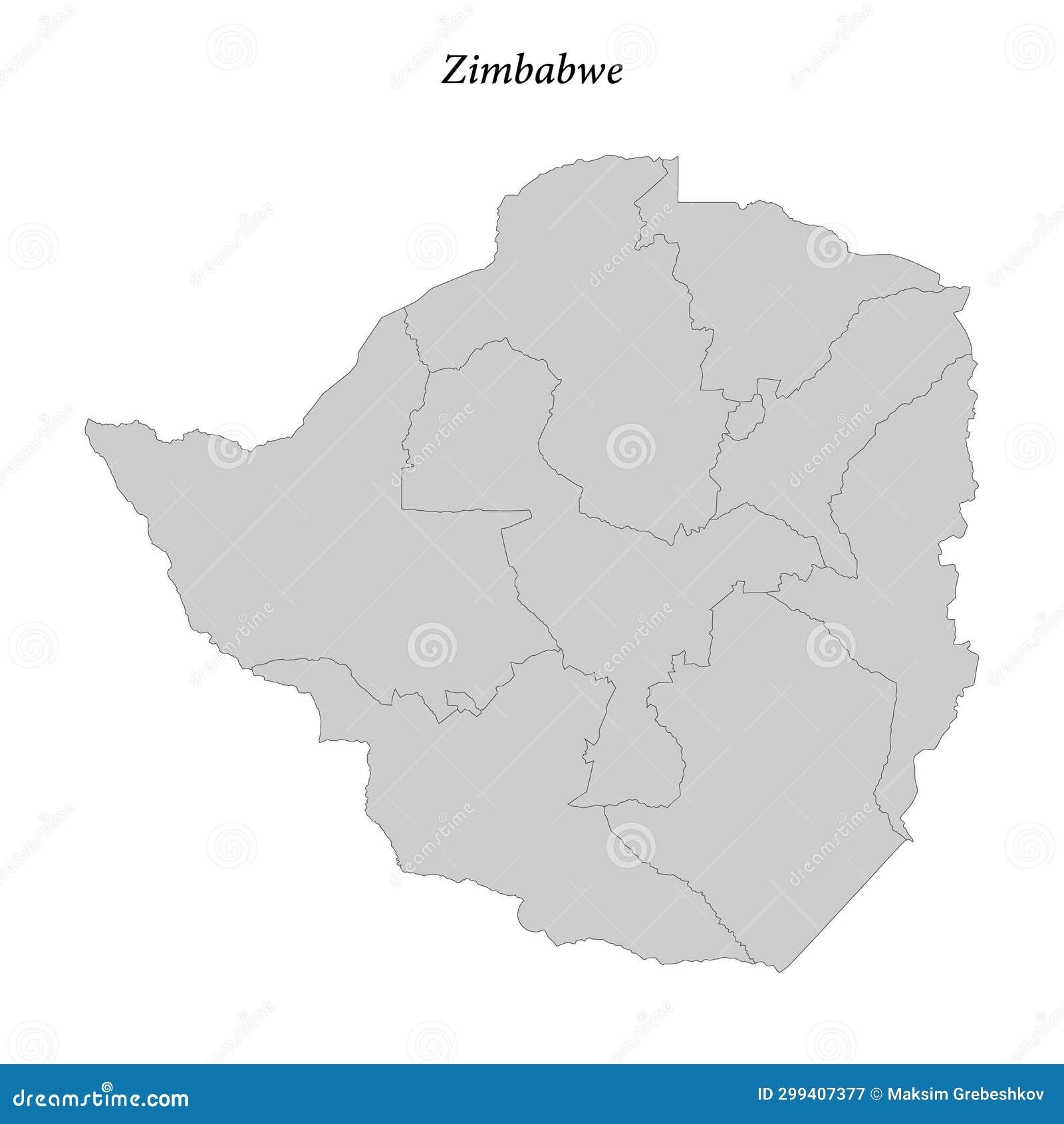 Simple Flat Map of Zimbabwe with Borders Stock Vector - Illustration of ...