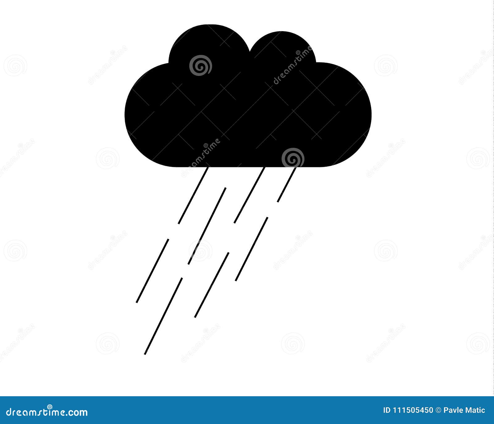 Simple, Flat and Minimal Rainy Cloud Icon Stock Vector - Illustration ...
