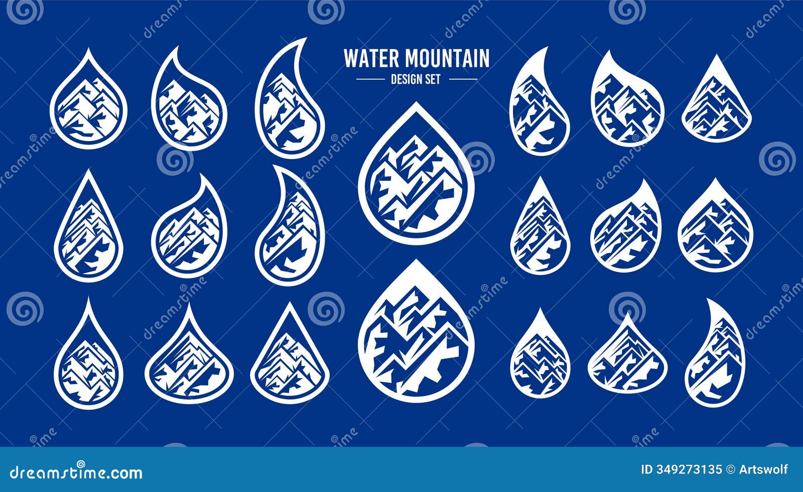 Mountain And Water Logo Template Design Vector, Cristal Water Emblem ...