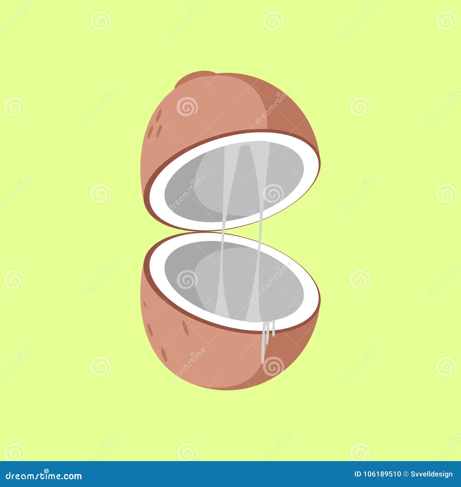 Simple Flat Open Coconut Vector Illustration Stock Vector ...