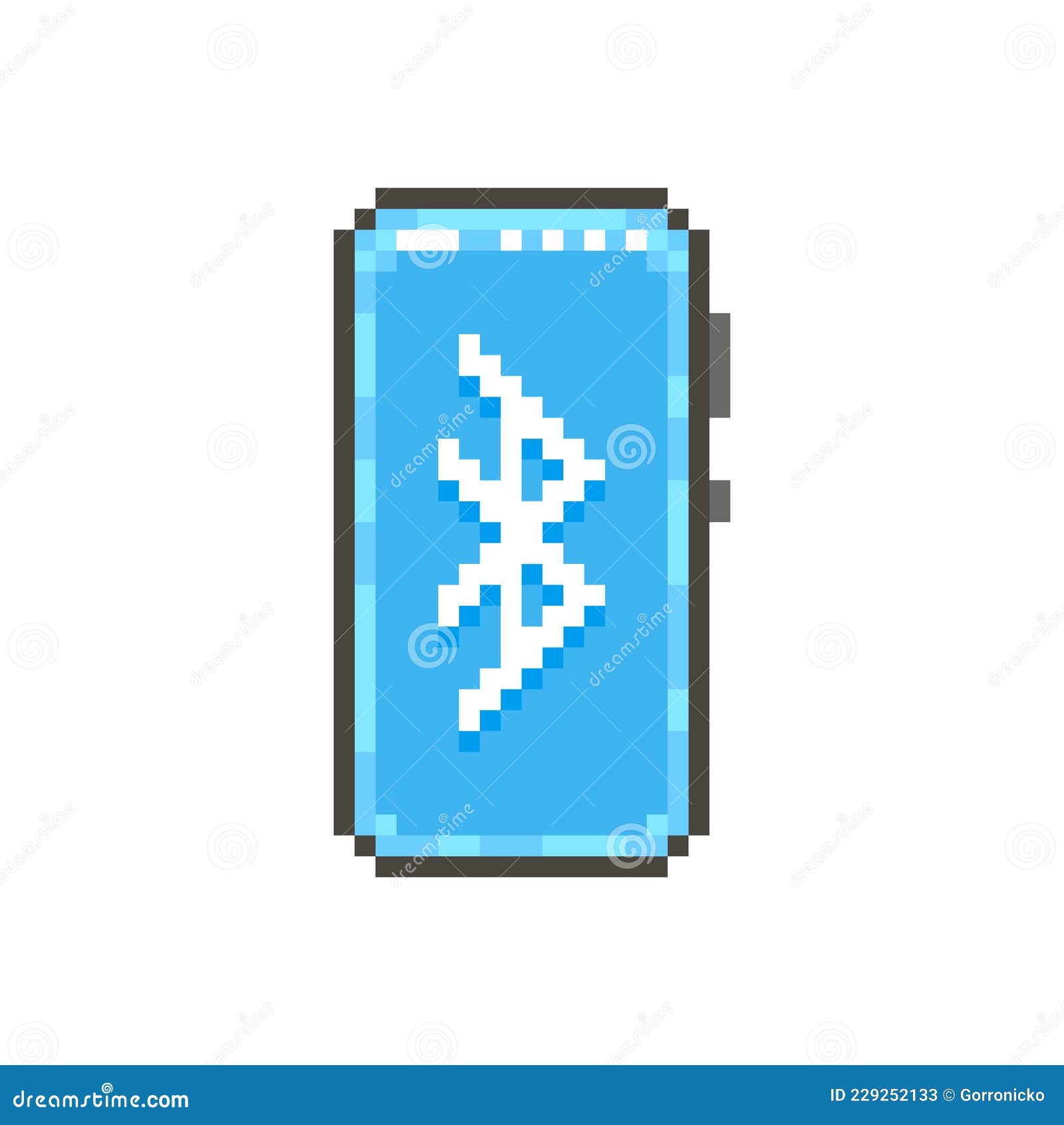Simple Flat Pixel Art Illustration of Modern Smartphone with Bluetooth ...