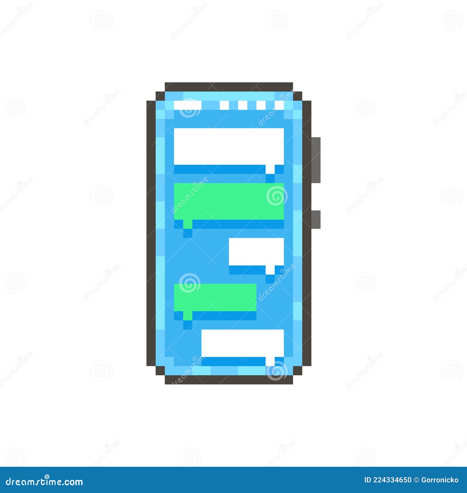 Simple Flat Pixel Art Illustration of Modern Smartphone with Messager ...