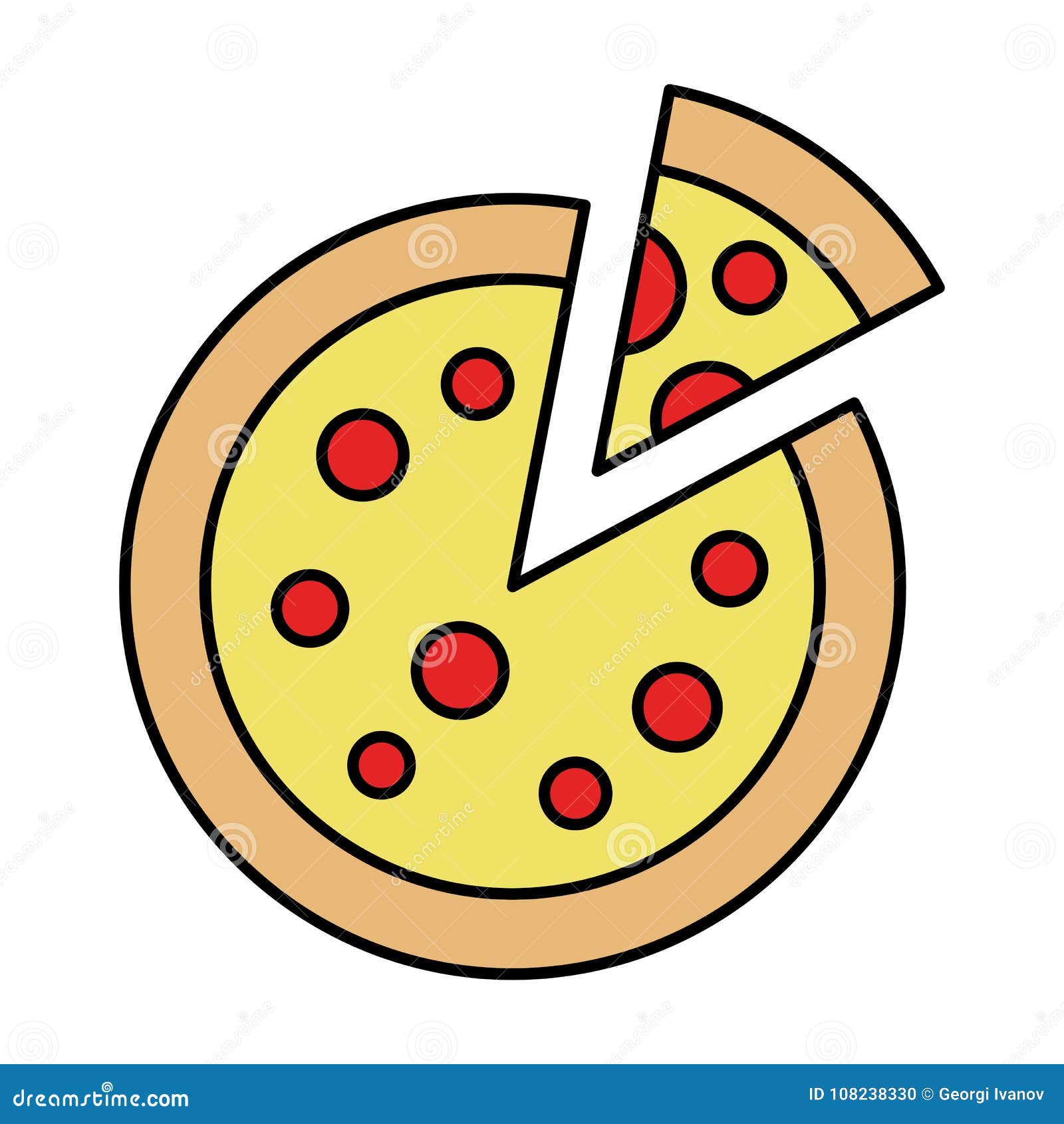 Simple flat pizza stock vector. Illustration of cartoon - 108238330