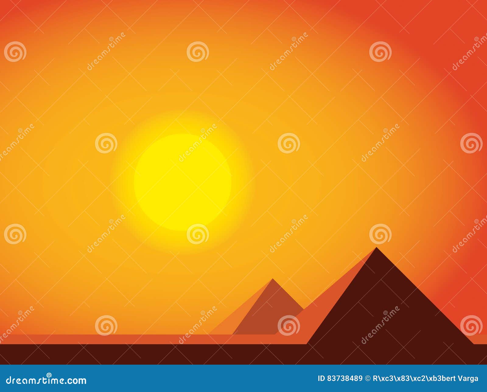 Simple Flat Pyramids, Sunset, Desert Stock Vector - Illustration of ...