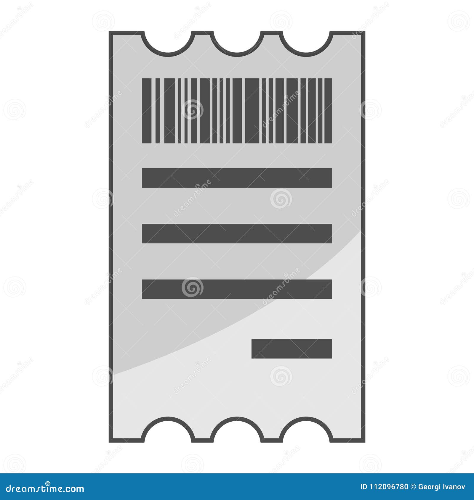 Simple, Flat Receipt Icon with a Bar Code. Grey Scale Design Stock ...