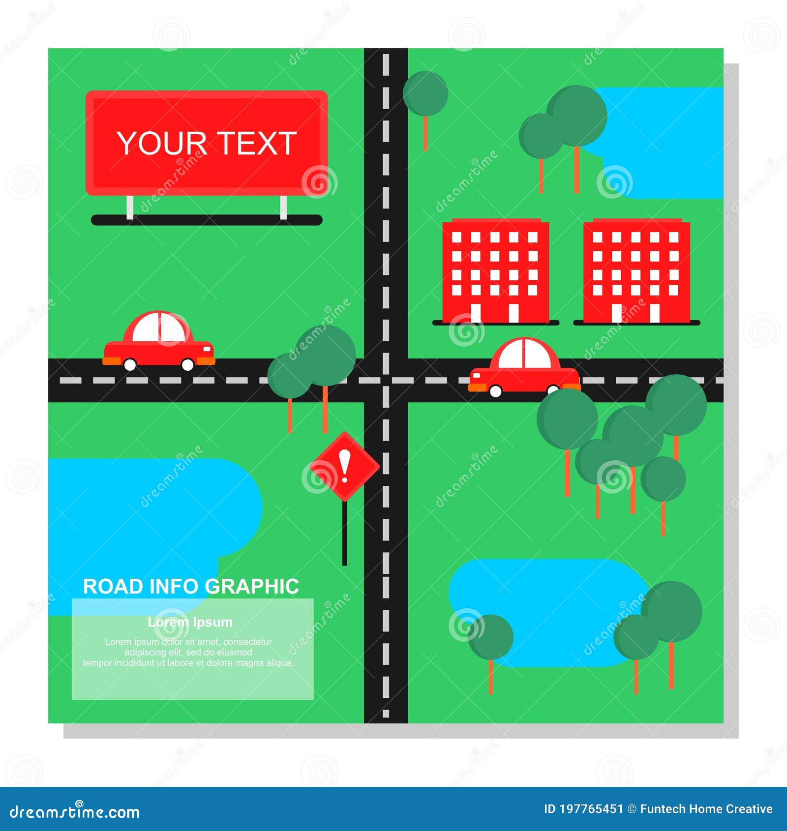 Simple Flat Road Map Design Stock Vector - Illustration of design ...