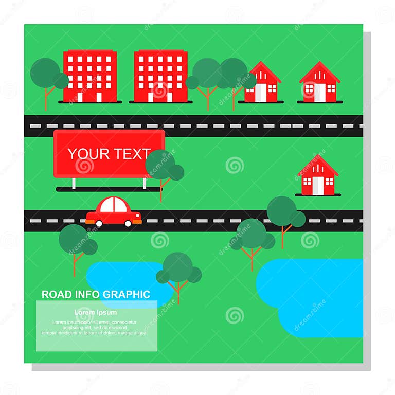 Simple Flat Road Map Design Stock Vector - Illustration of funtech1999 ...