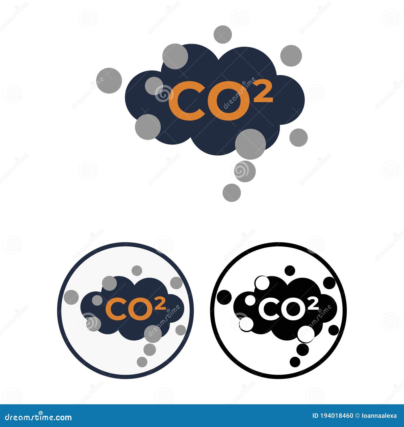Simple flat round CO2 icon stock vector. Illustration of emission - 194018460