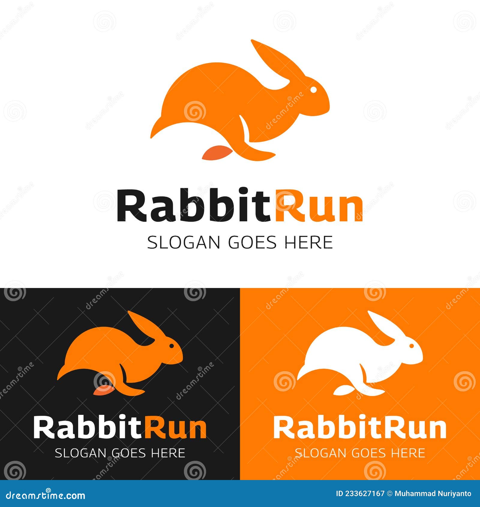 Simple Flat Running Rabbit Logo Design Template Stock Vector ...