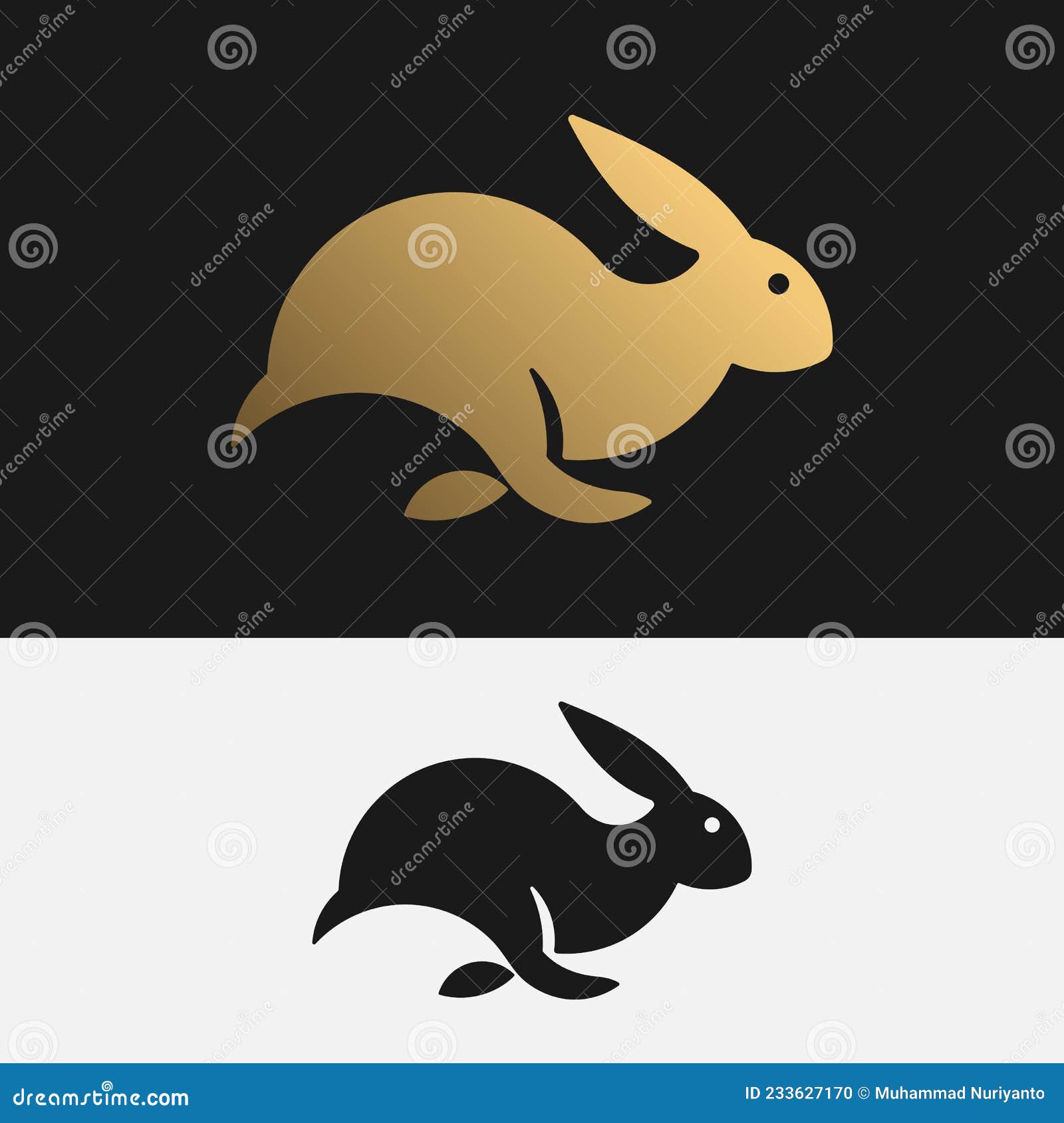 Simple Flat Running Rabbit Logo Design Template Stock Vector ...