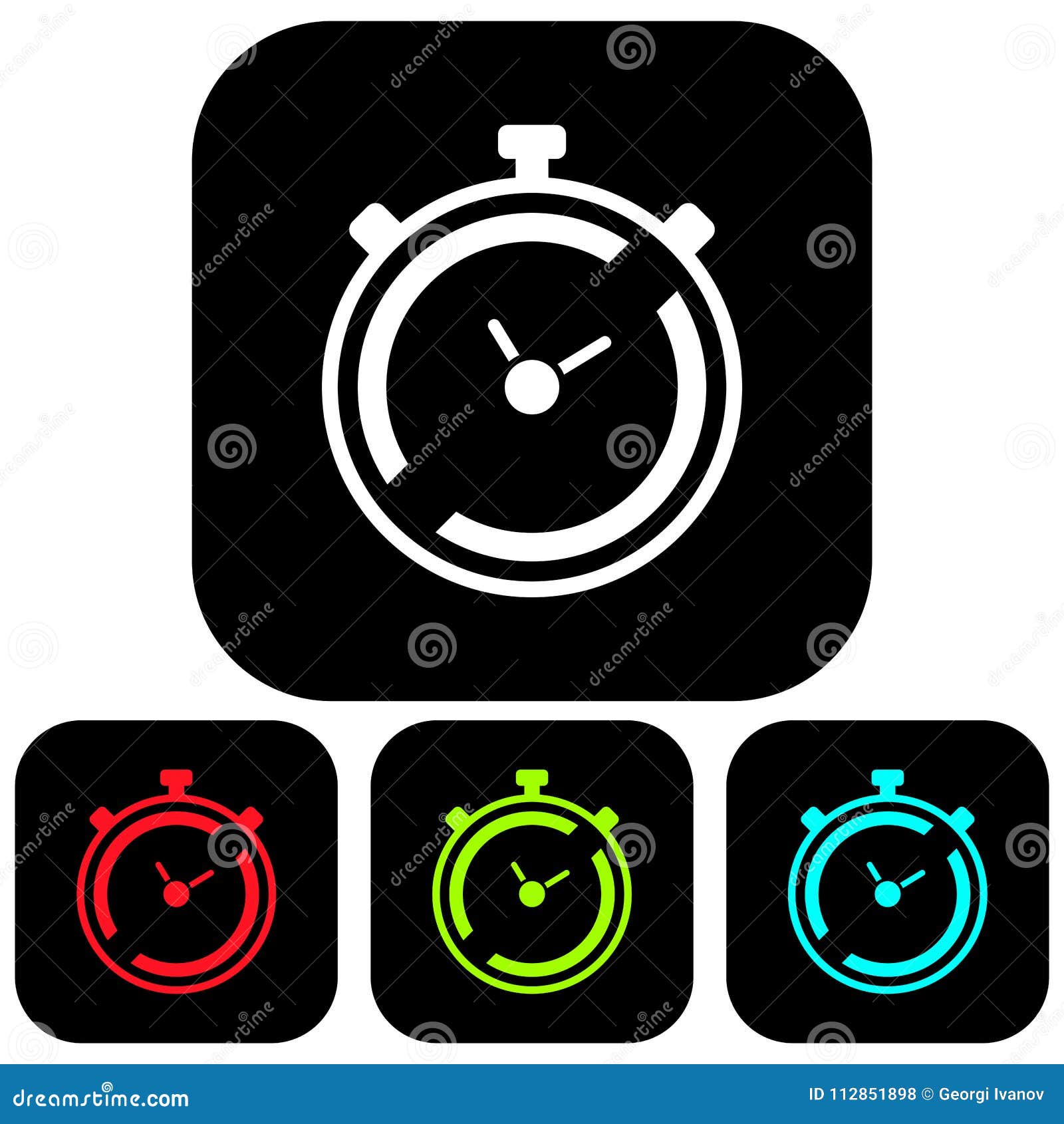 Simple, Flat, Square Timer/stopwatch Icon. Timer Silhouette Black Stock ...