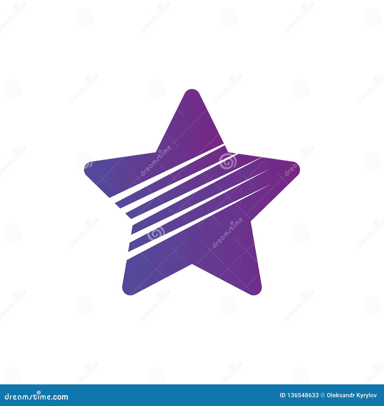 Simple Flat Star Logo with Lines. Vector Illustration Isolated on White ...