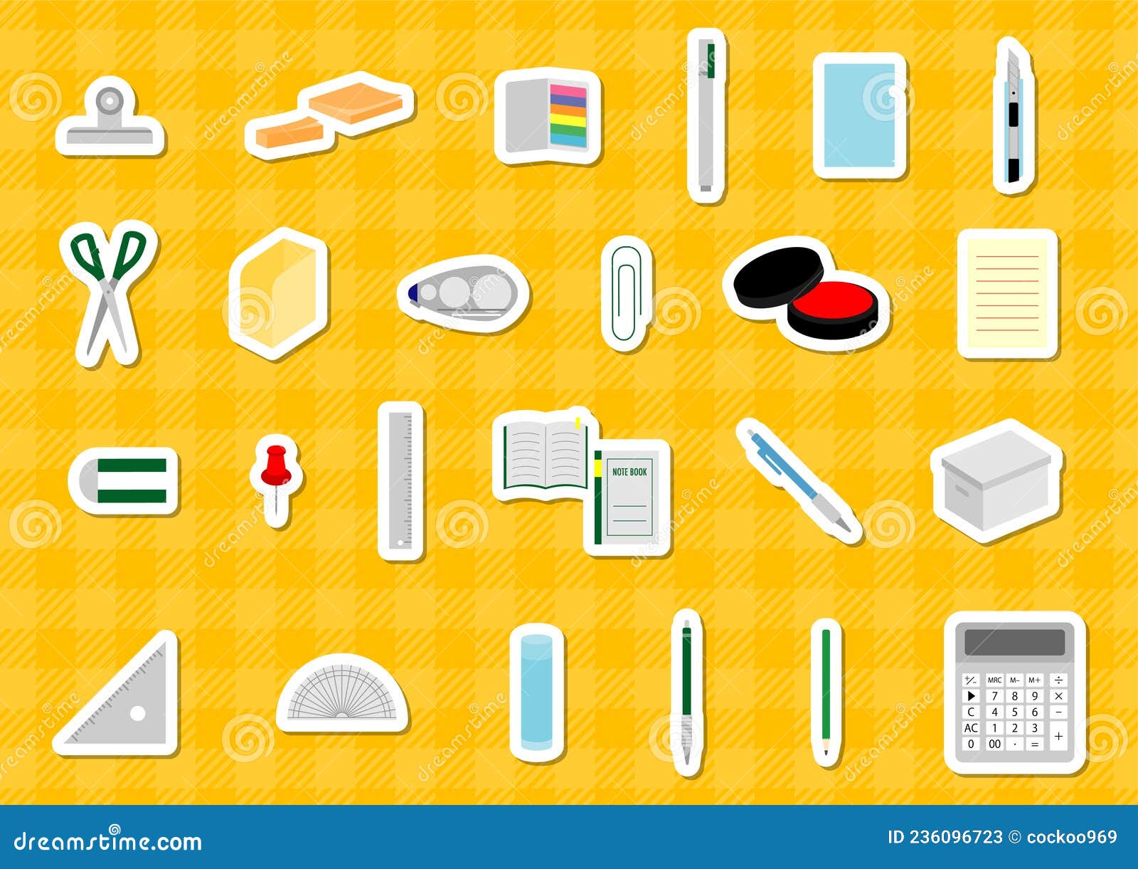 Simple and Flat Stationery Illustration Set Stock Vector - Illustration ...