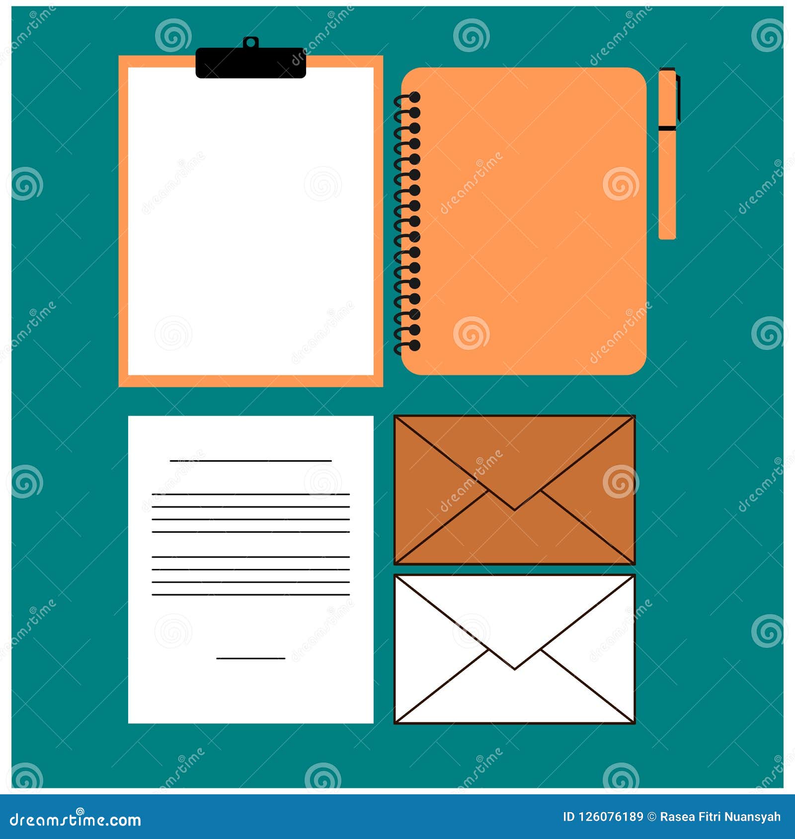 Simple Flat Stationery Stuff Stock Illustration - Illustration of flat ...
