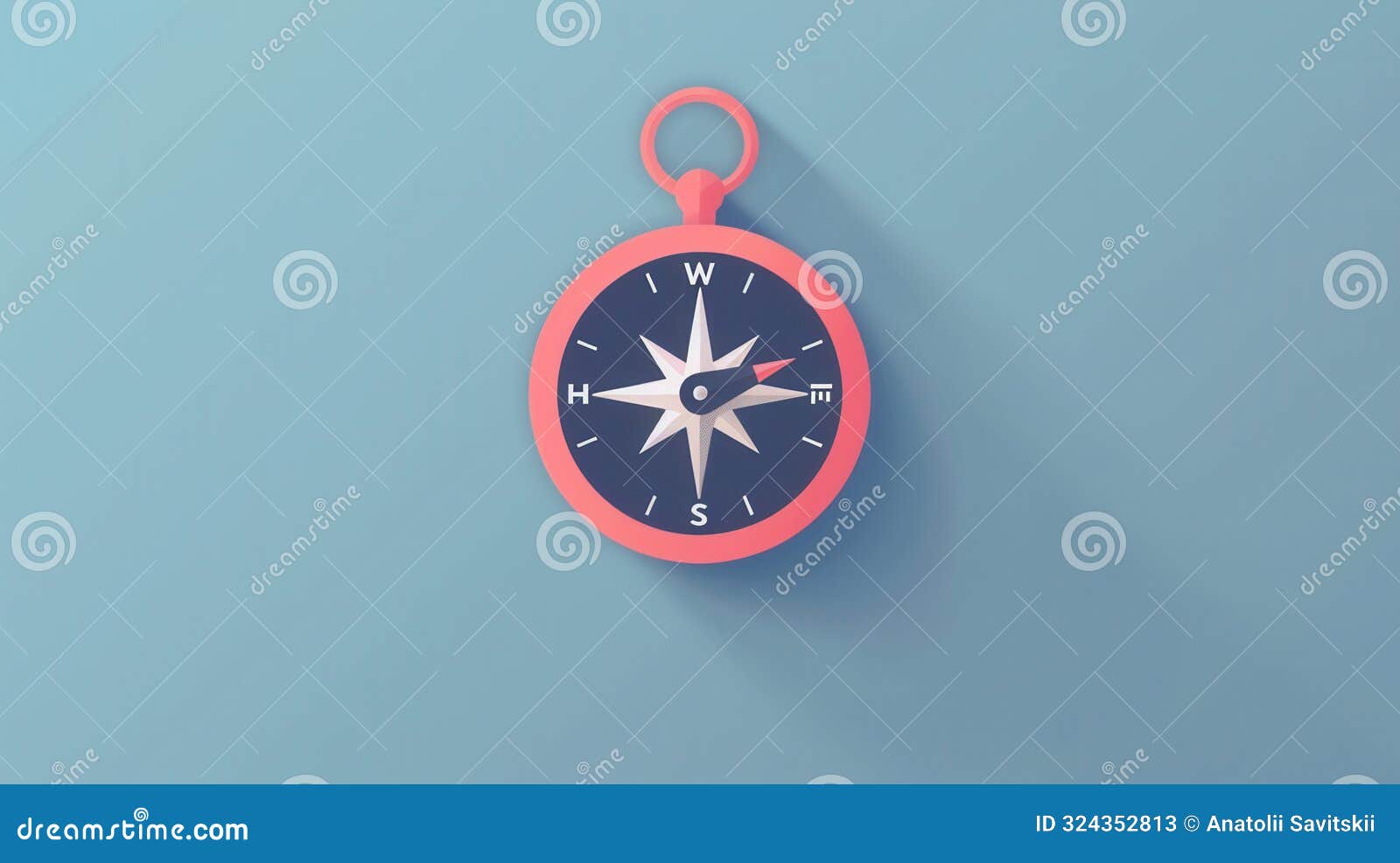 A Simple, Flat-style Illustration of a Compass Against a Solid Blue ...